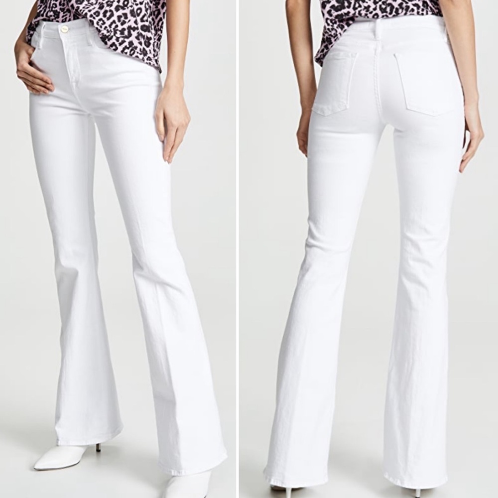 Frame Le High White Flare Jeans - Gem